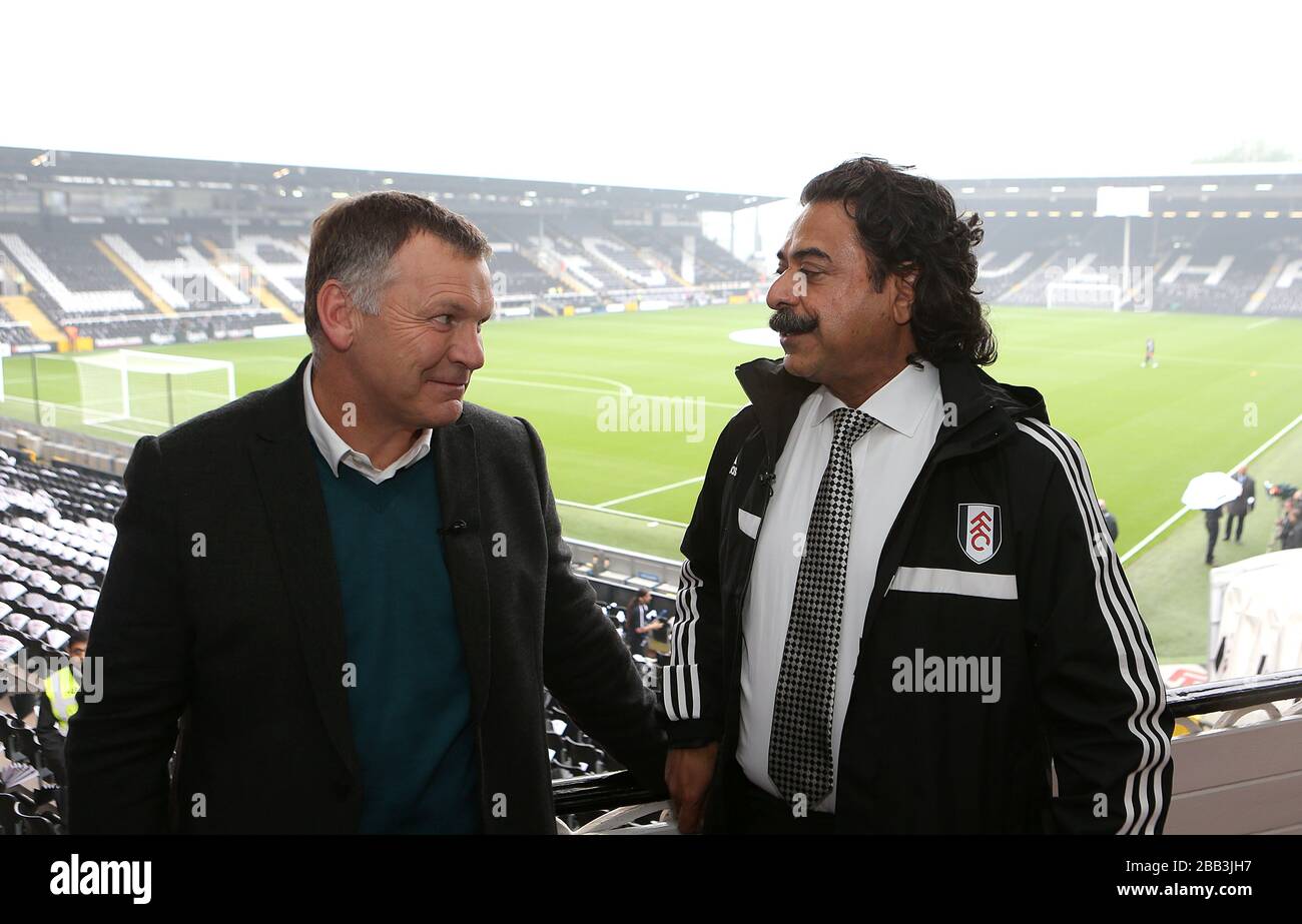 Fulham owner and Chairman Shahid Khan (right) with Ray Stubbs before ...