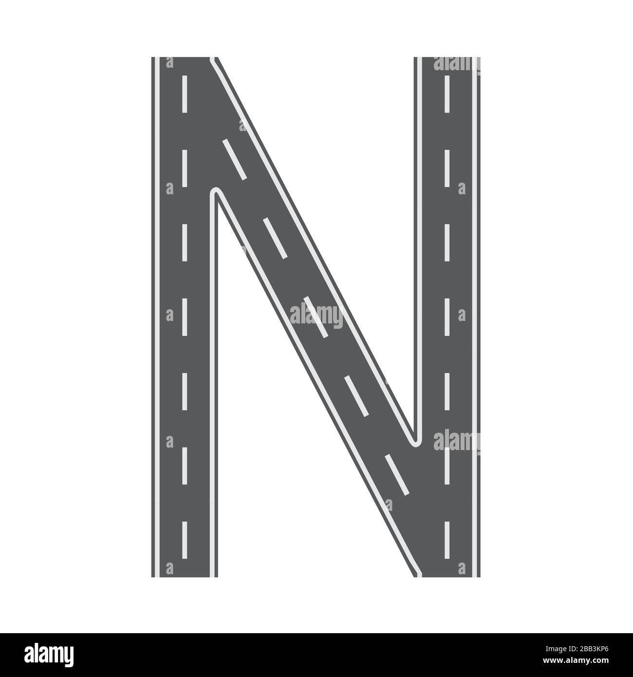 N letter for Road or street font. Flat and solid color vector ...