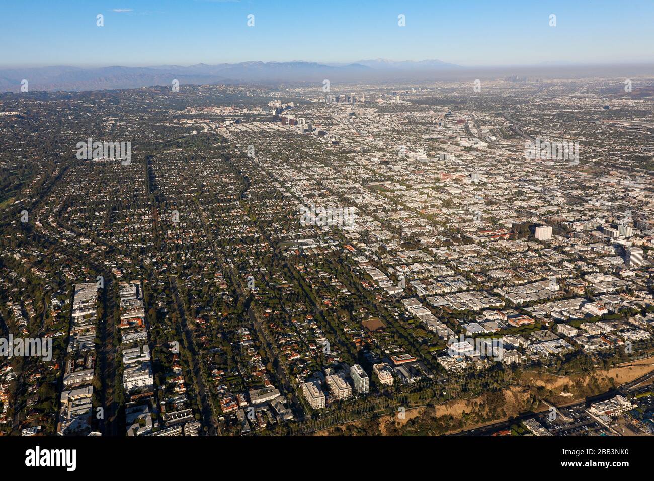 General overall aerial view of Beverly Hills during a flight around ...
