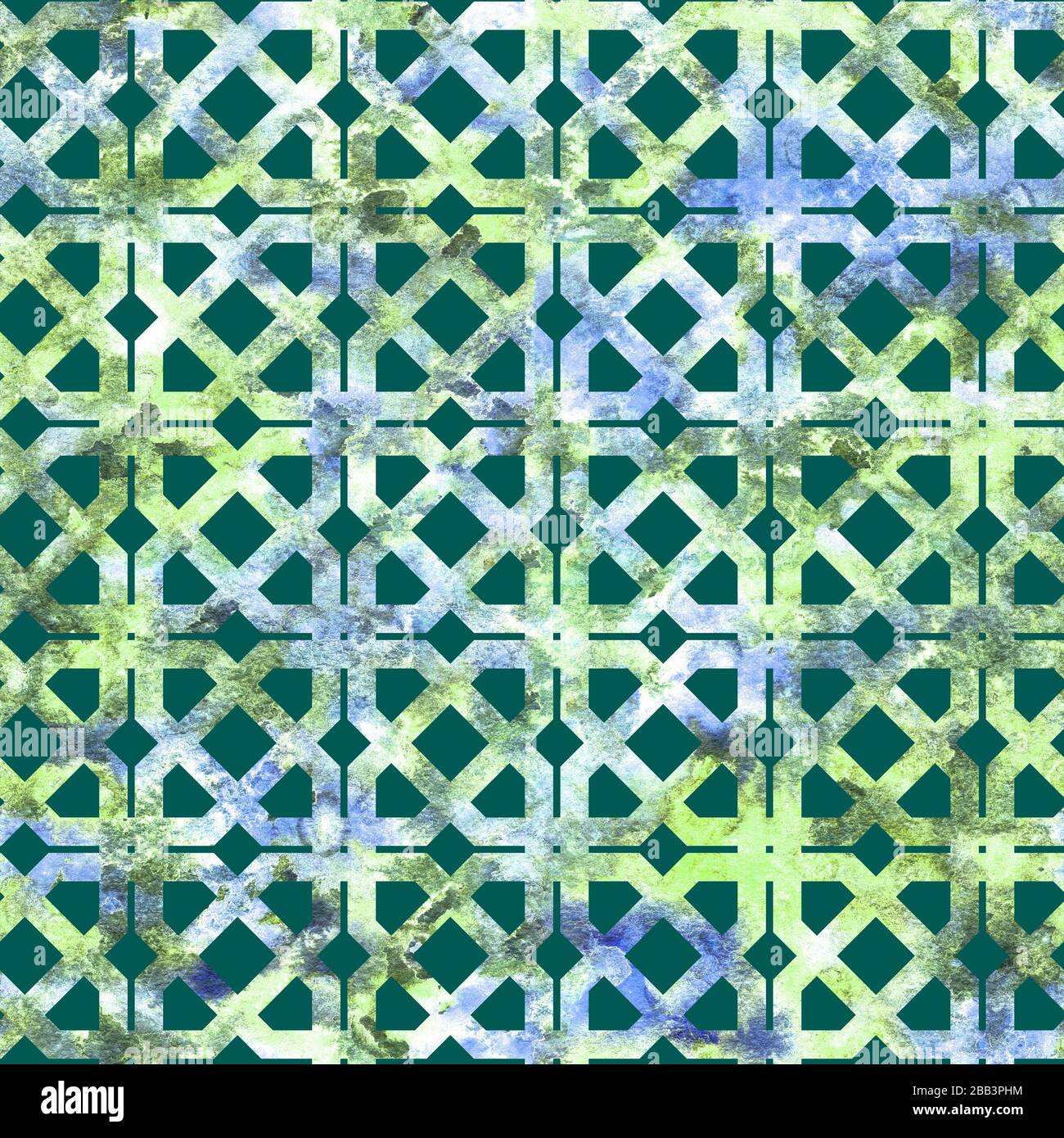 Geometric green colorful grid in arabesque style Stock Photo - Alamy