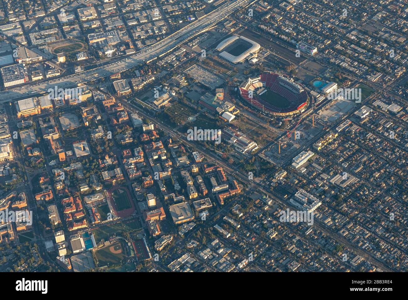 General overall aerial view of the Los Angeles Coliseum and Banc Of ...