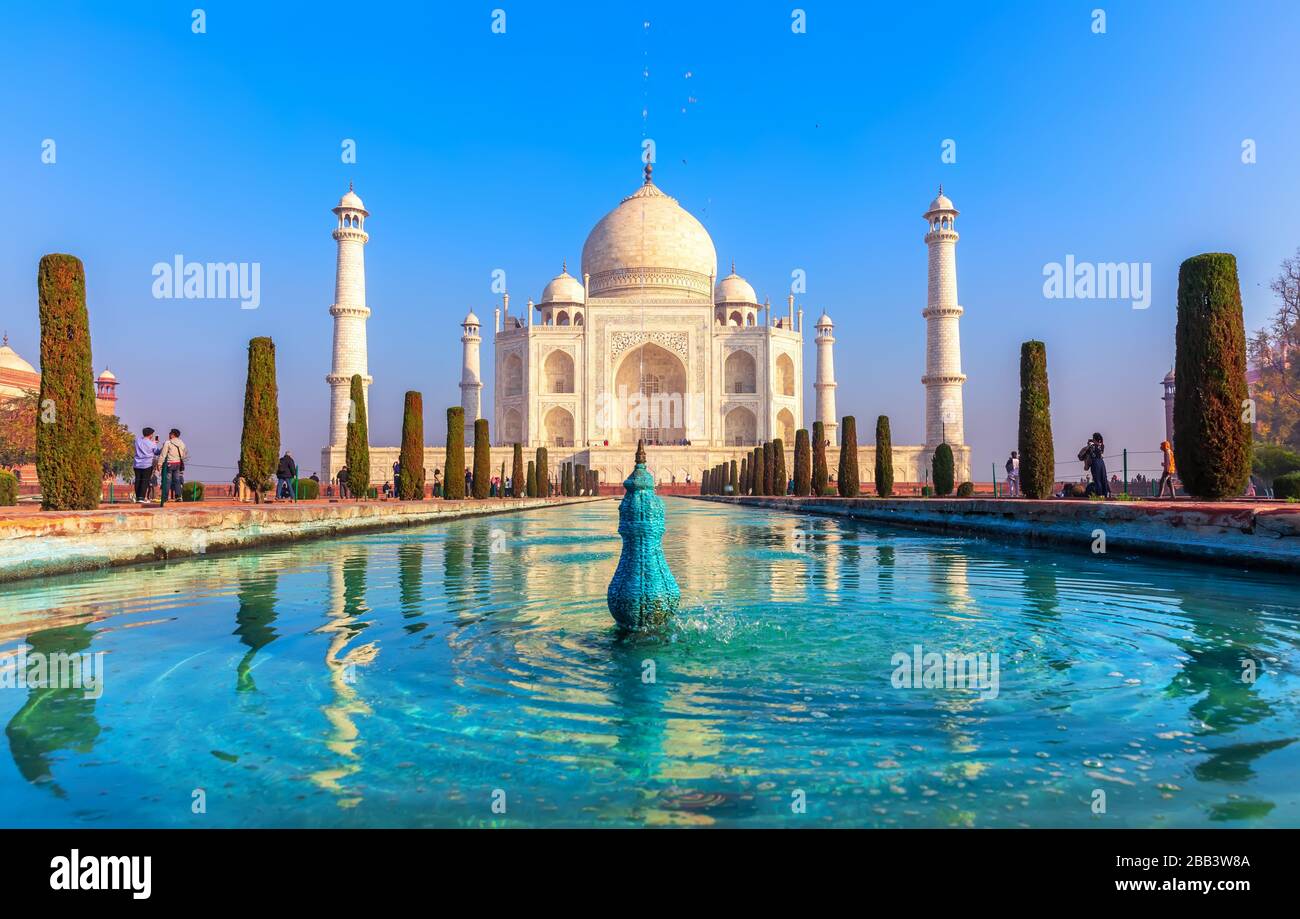 Taj Mahal, a UNESCO World Heritage Site, famous landmark of Agra, India ...