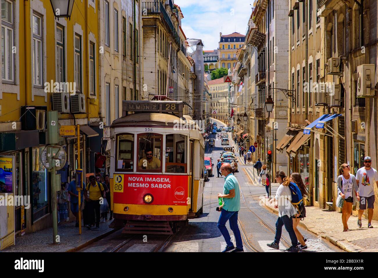 Old tram on lisbon street hi-res stock photography and images - Alamy