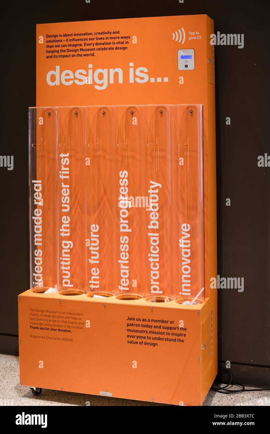 Orange advertising panel in the Design museum, Holland Park, Kensington ...