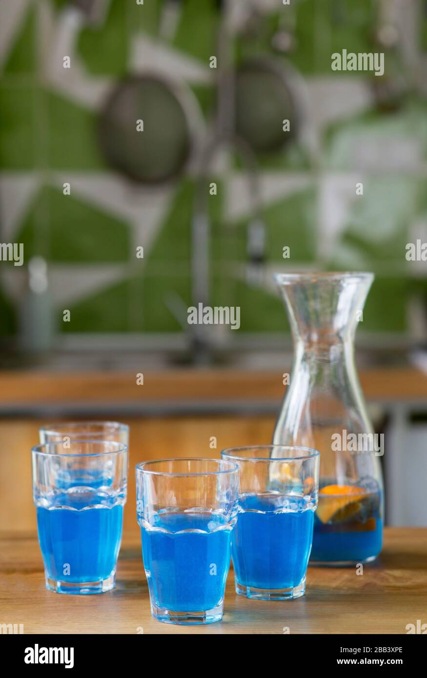Blue detox water or isotonic for healthy lifestyle Stock Photo - Alamy