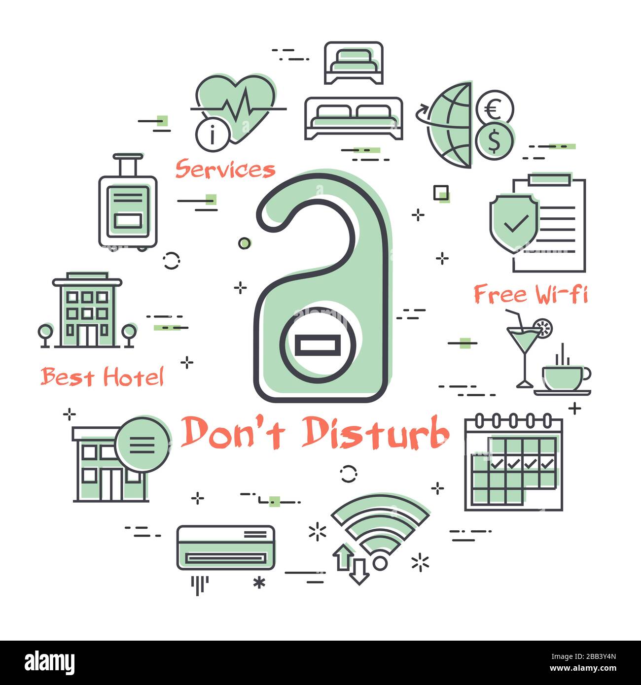 Vector hotel service square concept - Do not disturb door sign Stock ...