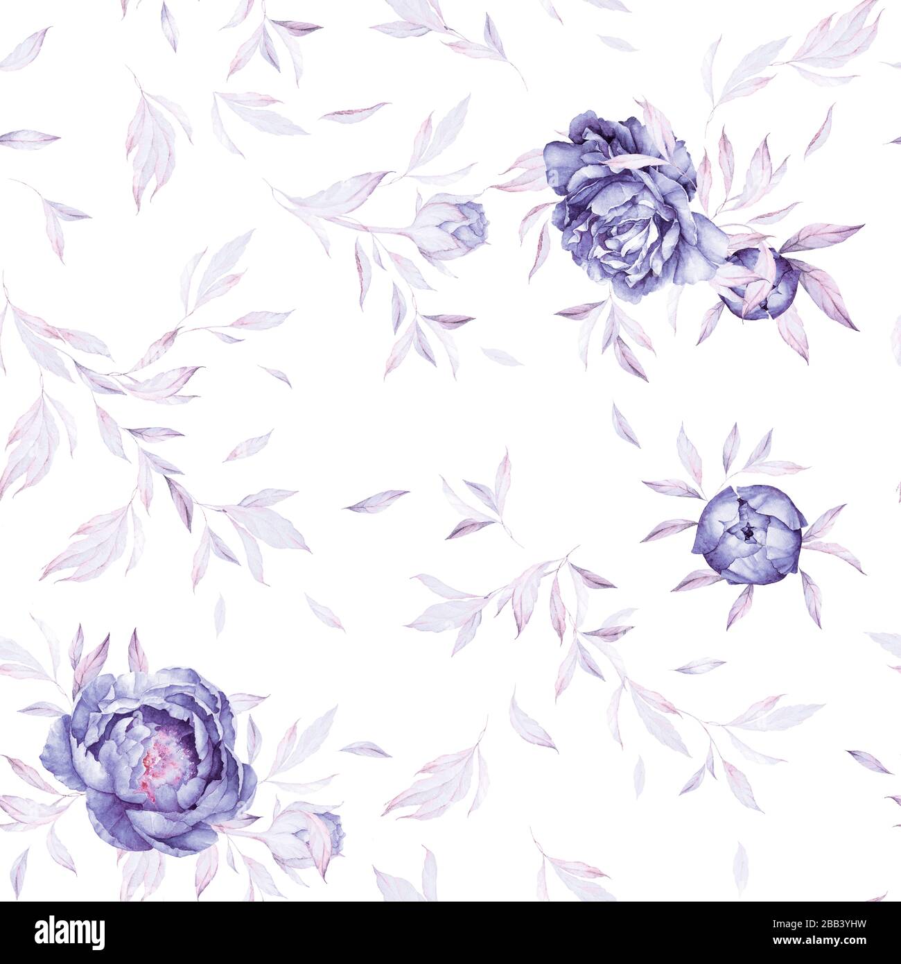 Seamless Floral pattern. Fashion background. Blossom. Blue flowers Lush ...