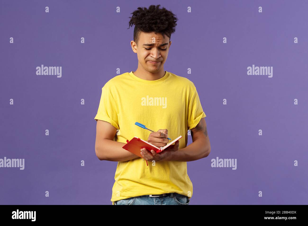 Portrait of unamused, displeased and bothered young man having troubles ...