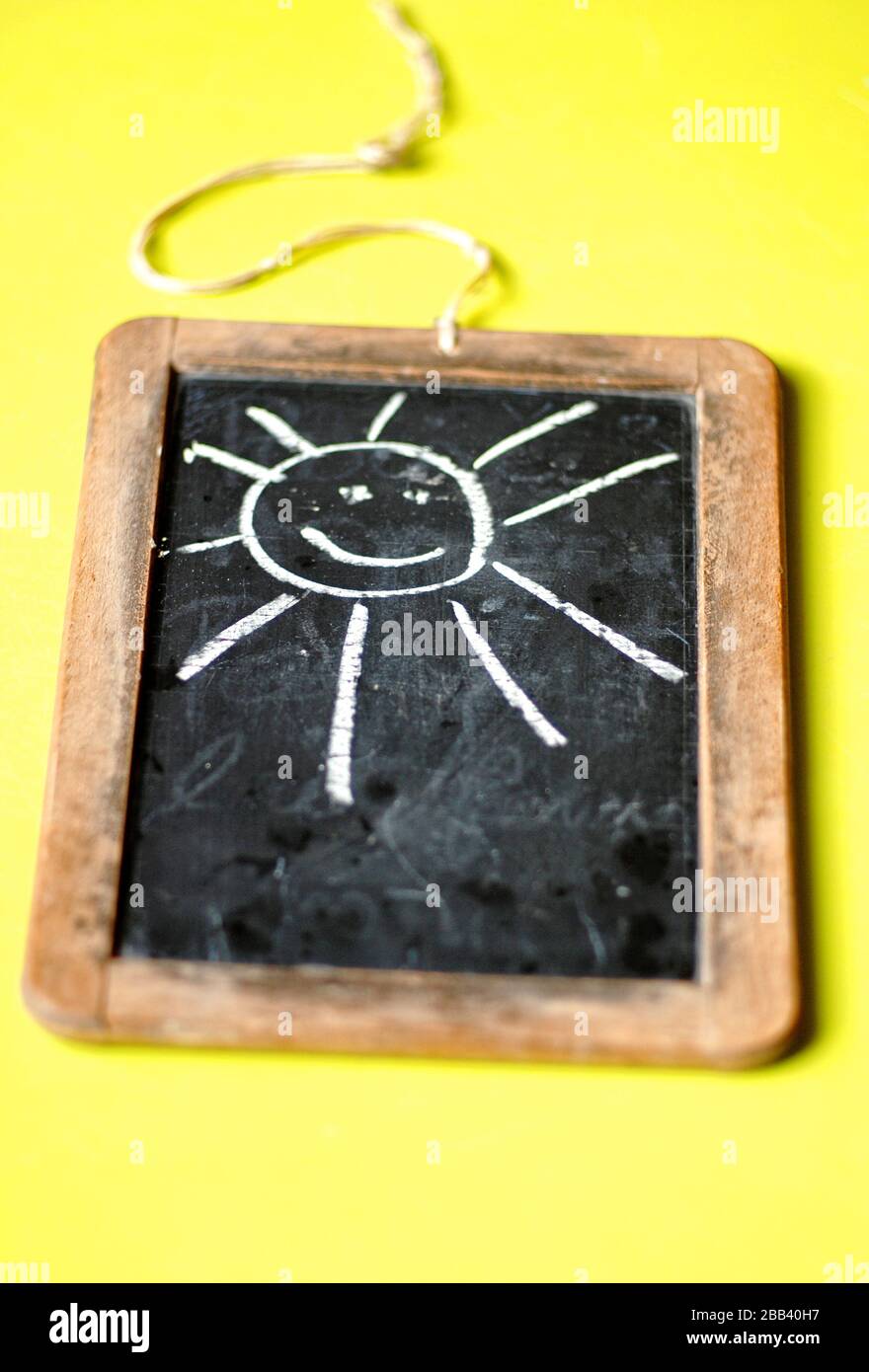 chalkboard with sun drawing Stock Photo - Alamy