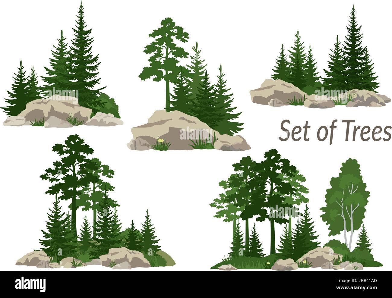 Tree silhouettes coniferous forest Stock Vector Images - Alamy