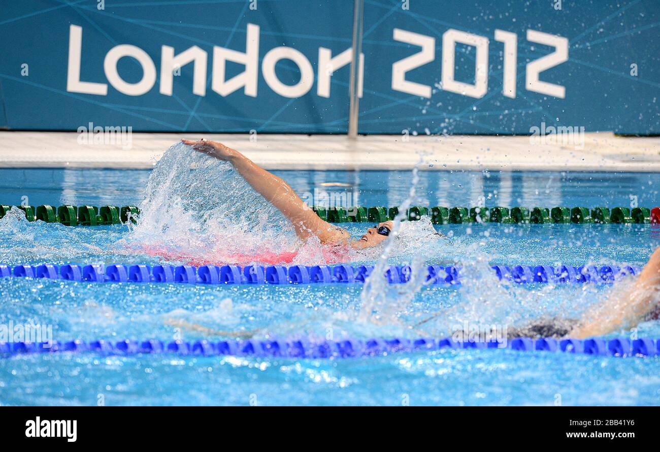 Germany's Jenny Mensing (top) during the Women's 200m Backstroke ...