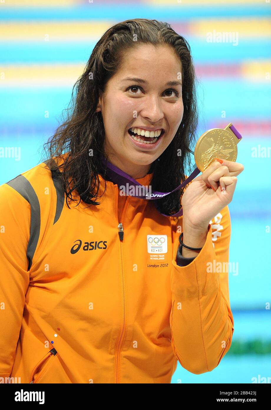 Netherlands' Ranomi Kromowidjojo celebrates with her Gold Medal after ...