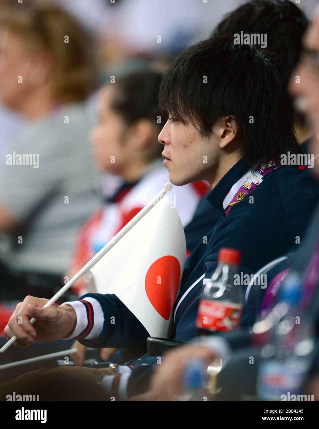 Japan's Kohei Uchimura looks on during the Artistic Gymnastic Women's ...