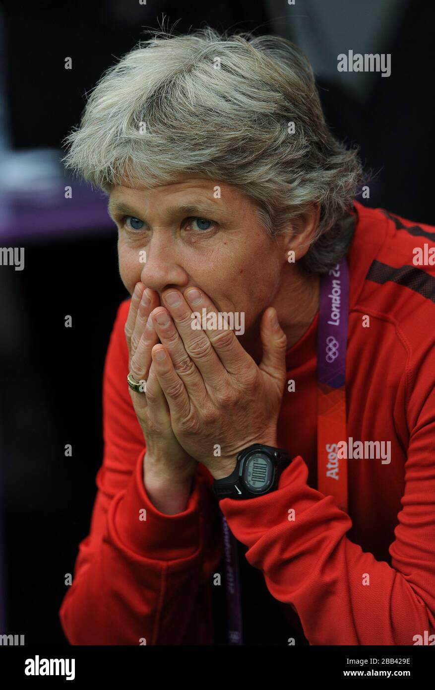 USA team coach Pia Sundhage ahead of kick off the Women's Quarter final ...