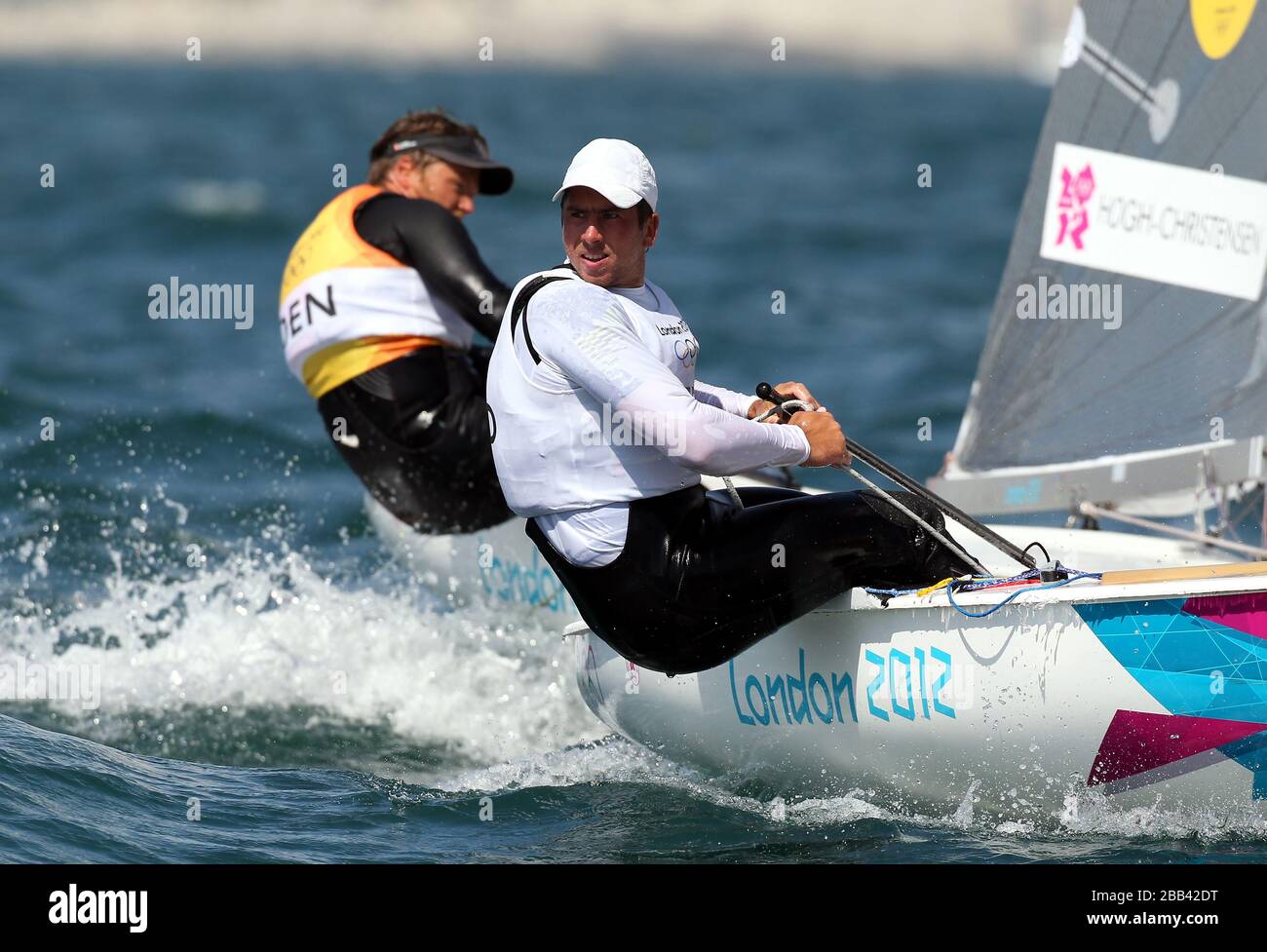 Netherland's Finn sailor Pieter-Jan Postma during the tenth race of his ...