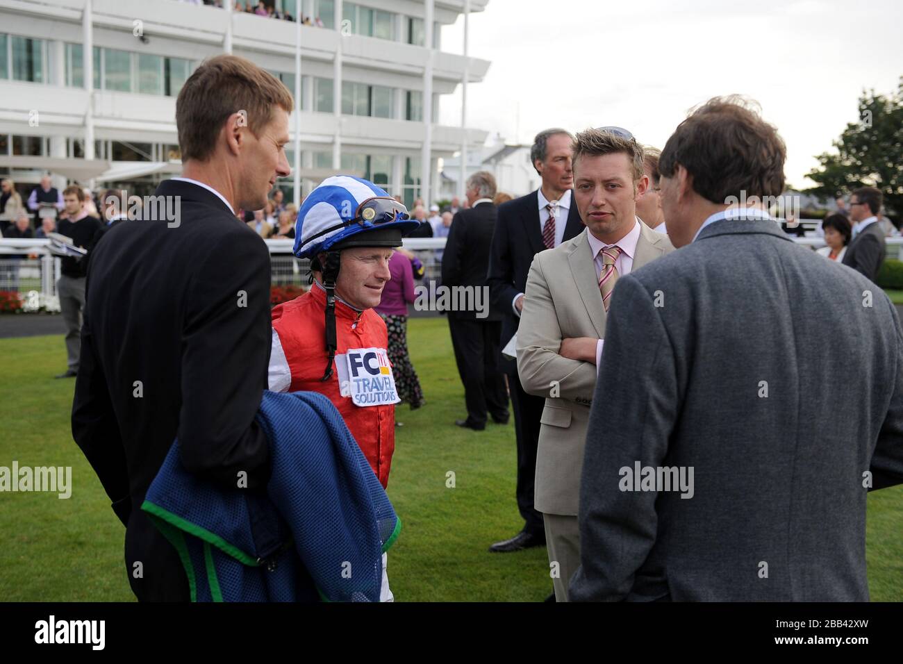 Jockey joe fanning left with trainer of grey blue hi-res stock ...