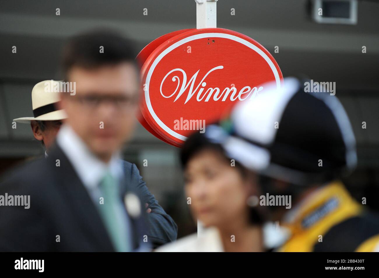 The winner's sign inside the winners enclosure at Epsom Downs ...