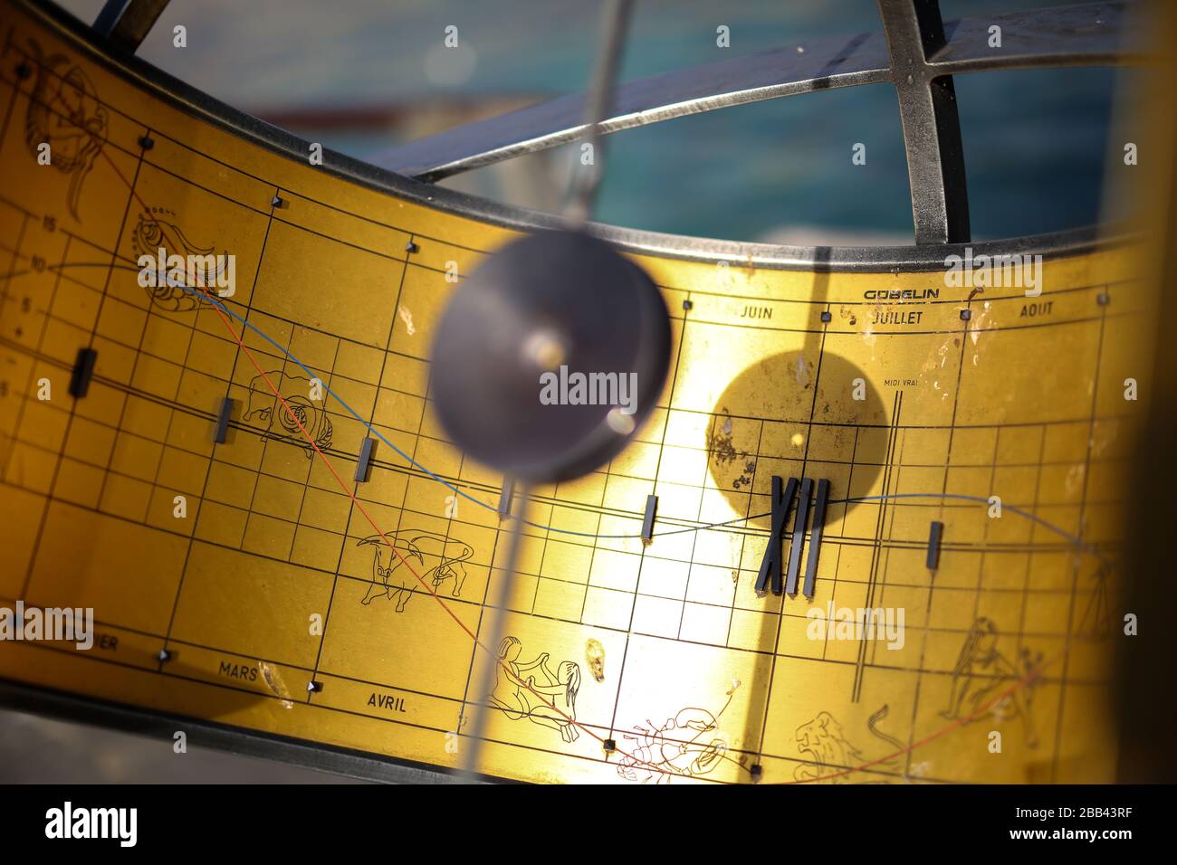 Cylindrical Brass Sundial in Geneva Switzerland Stock Photo - Alamy