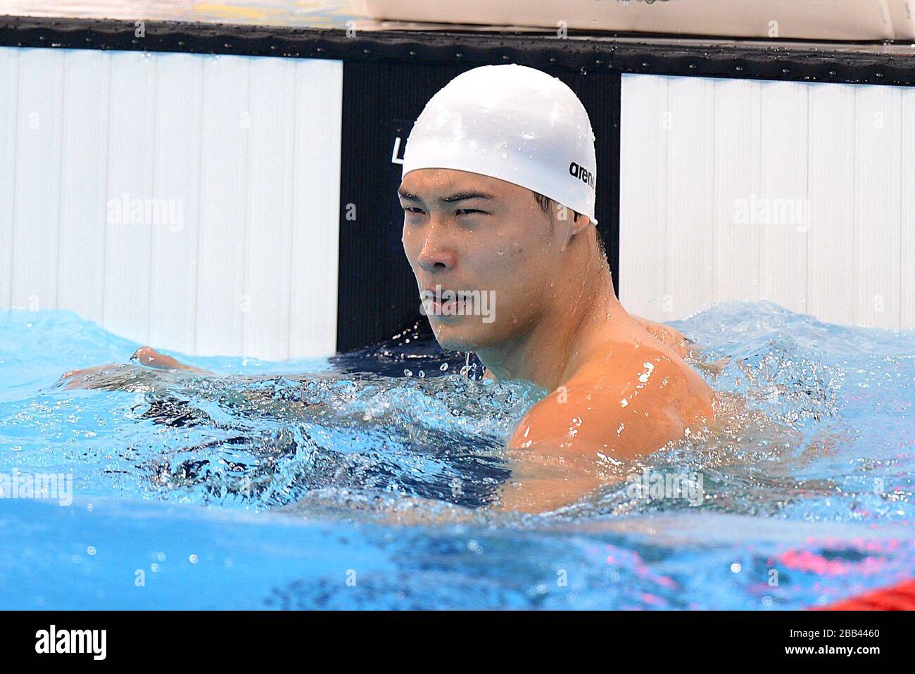 China's Yang Shi after finishing second in the Men's 50m Freestyle Heat ...