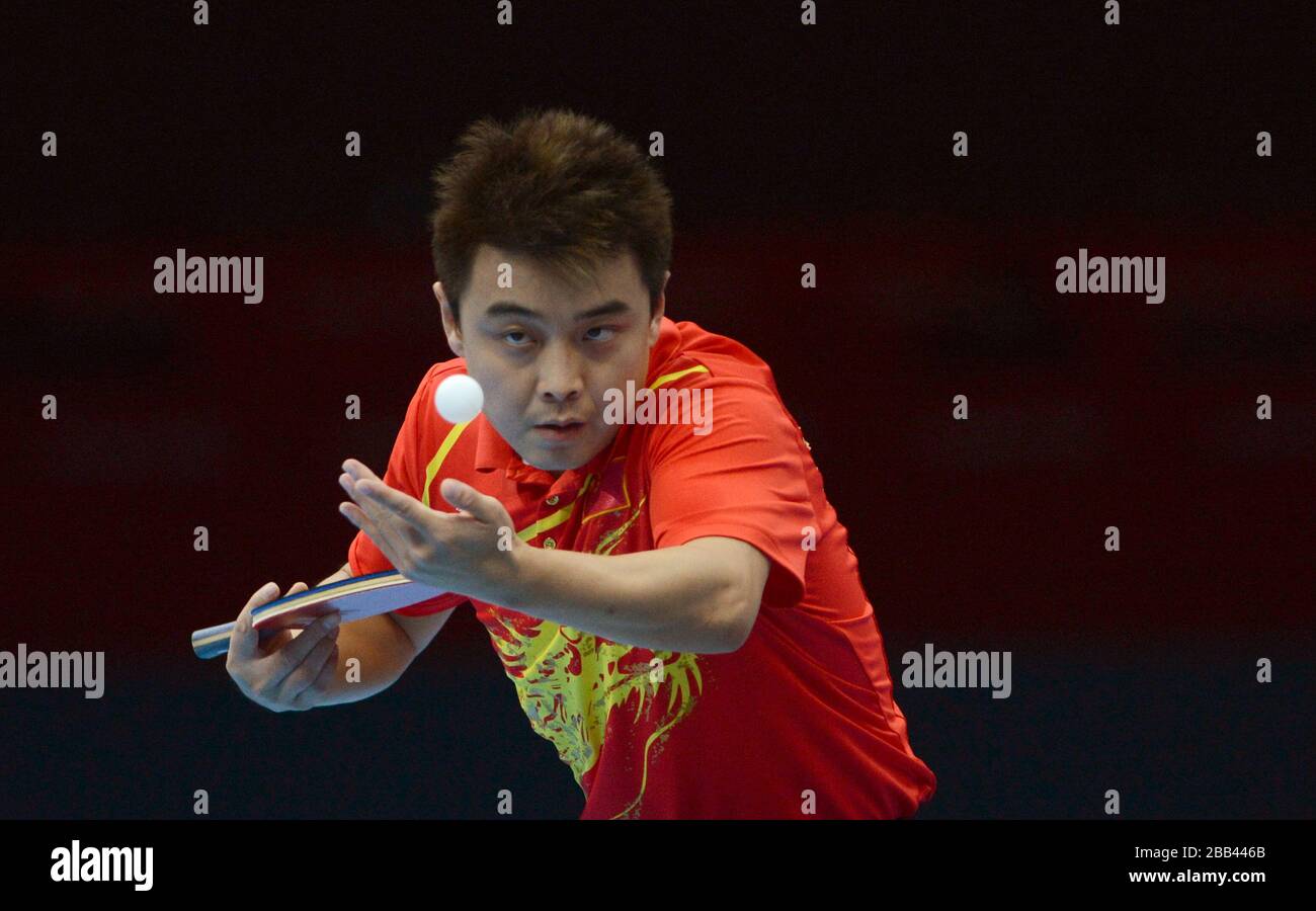 China's Hao Wang competes during the men's singles table tennis semi ...