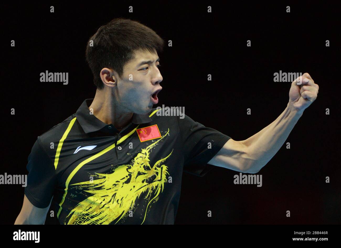 China's Jike Zhang competes during the men's singles table tennis semi ...
