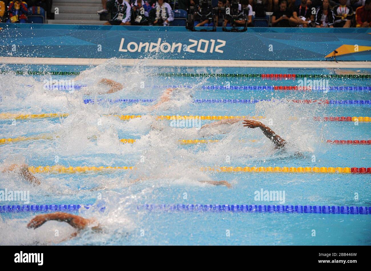 General view of the Men's 50m Freestyle Heat 4 at the Aquatics Centre ...