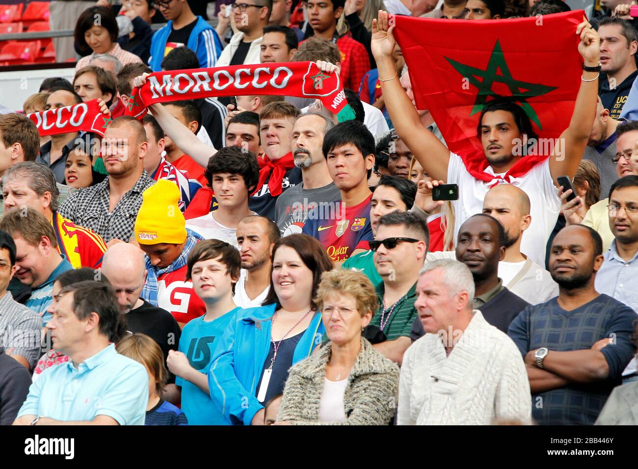 Morocco fans show their support in the stands Stock Photo - Alamy