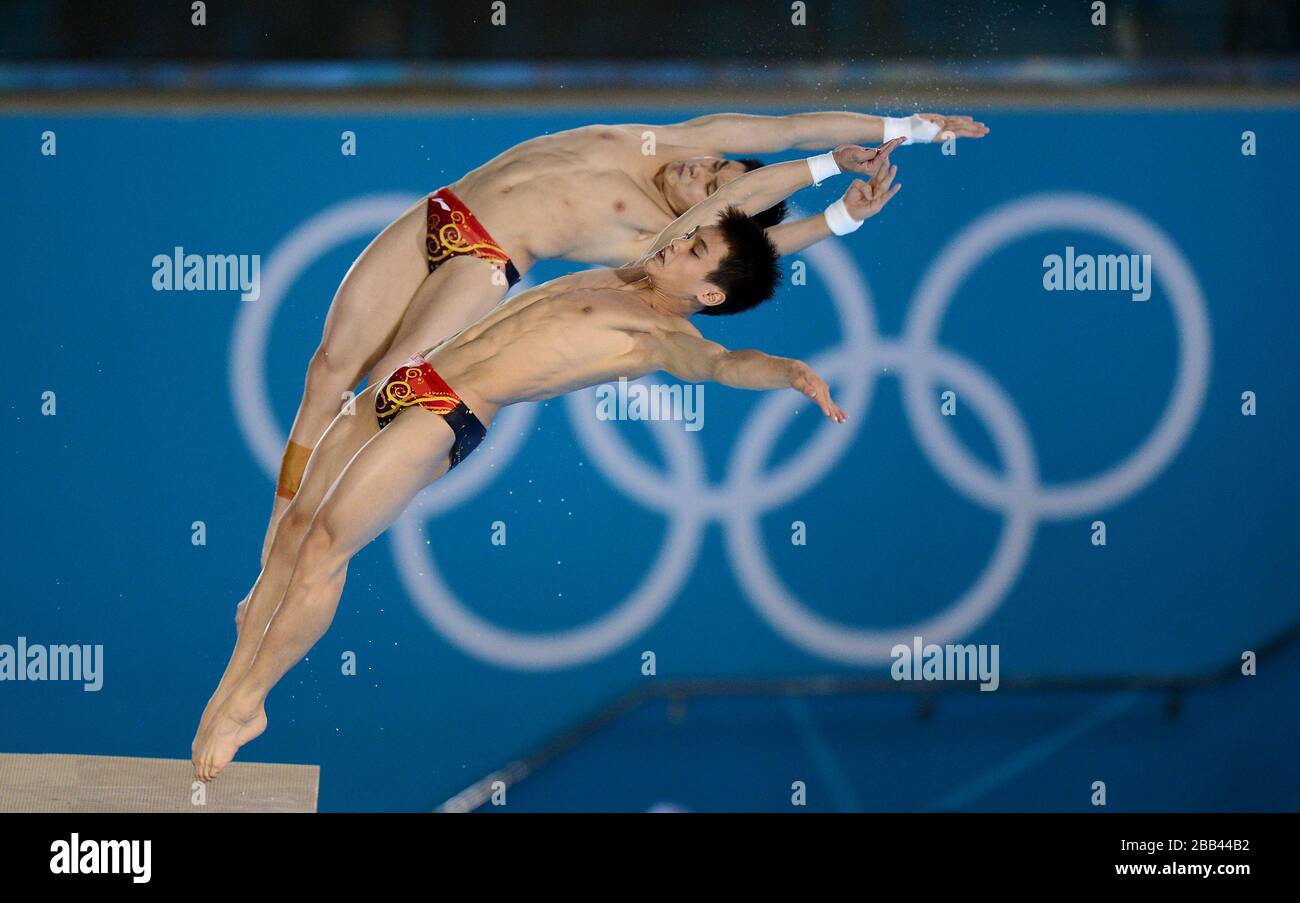 China's Yuan Cao and Yanquan Zhang during the Men's Synchronised 10m ...