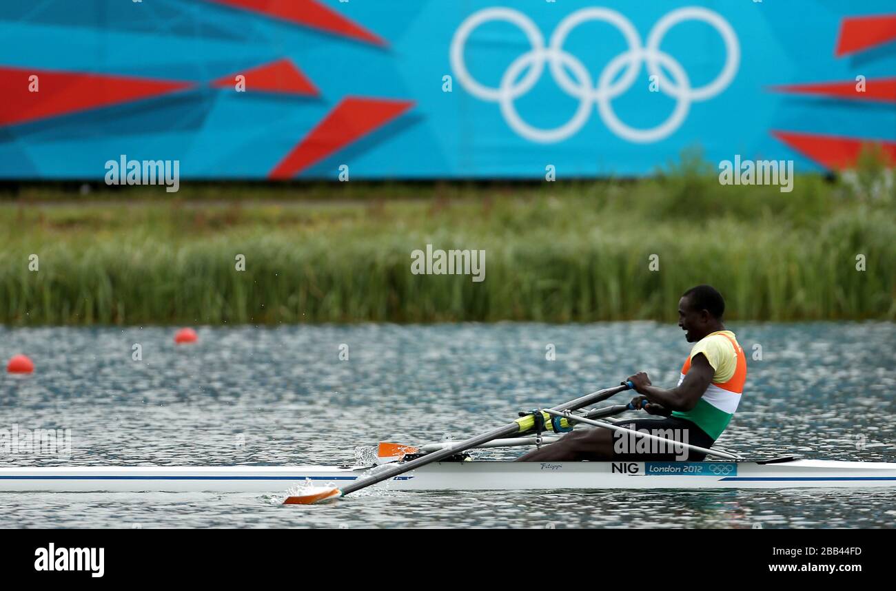Niger's Hamadou Djibo Issaka in action in the men's single sculls at ...