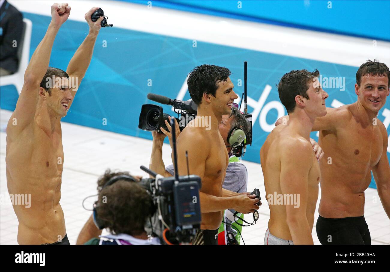 Michael Phelps,Conor Dwyer Ricky Berens and Ryan Lochte of the USA Mens ...