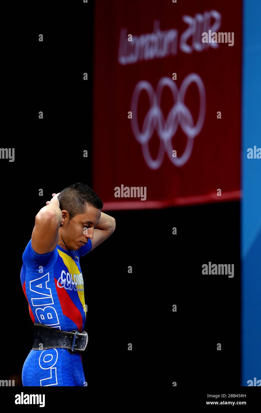 Columbia's Rada Rodriguez in action during the men's 56kg weightlifting ...