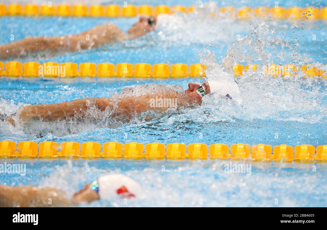 Ryan Lochte (centre) from the USA competes in the Men's 200m Backstroke ...