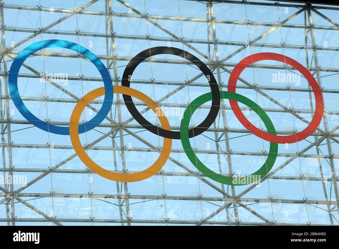 View of the Olympic rings Stock Photo - Alamy