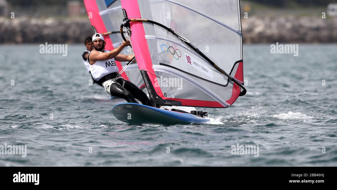 Mexico's David Mier y Teran competes in the RS:X at the Olympic regatta ...