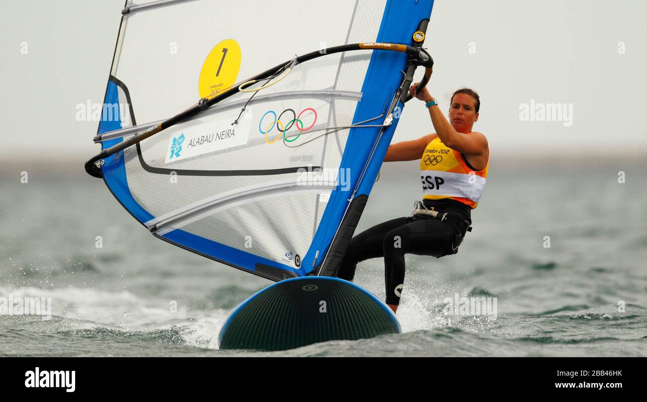 Spain's Marina Alabau Neira racing on her RS:X windsurfer in Portland ...