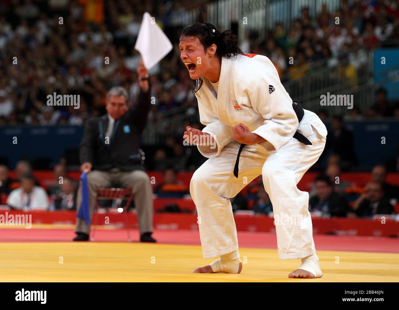Netherlands' Edith Bosch celebrate winning the bronze medal in the ...