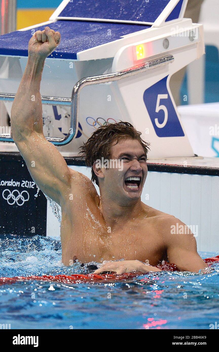 Usas adrian nathan celebrates winning the mens 100m freestyle final hi ...