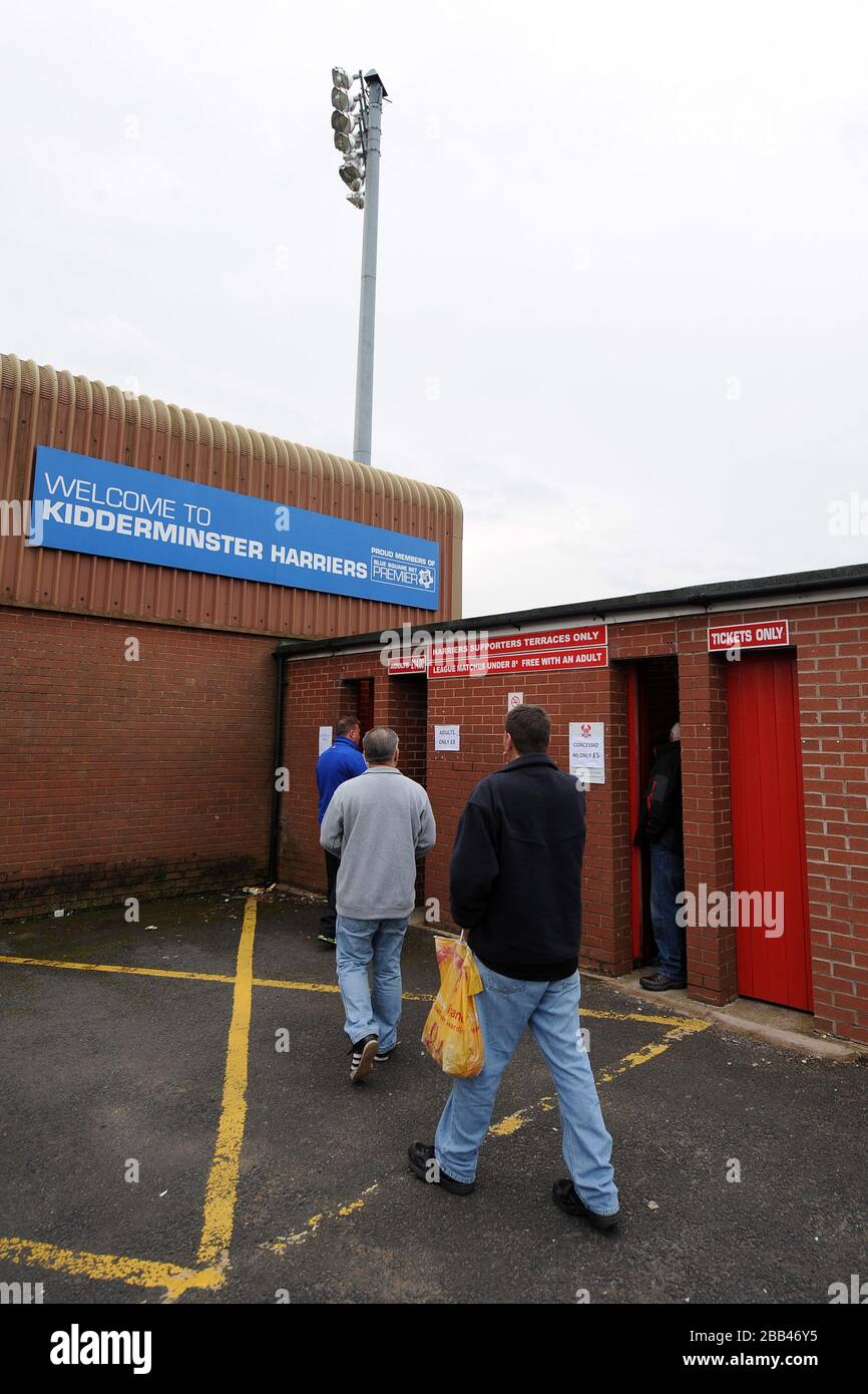A general view of Aggborough Stadium, home of Kidderminster Harriers ...