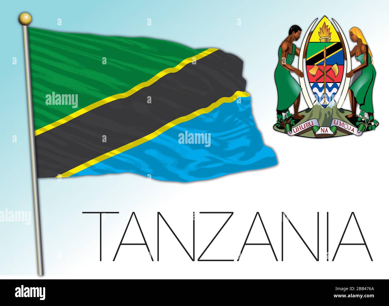 Tanzania Official National Flag And Coat Of Arms African Country