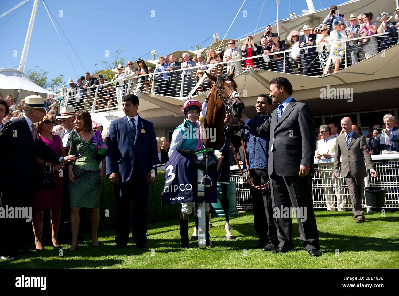 Tom Queally in the winner's enclosure after victory in the Qipco Sussex ...