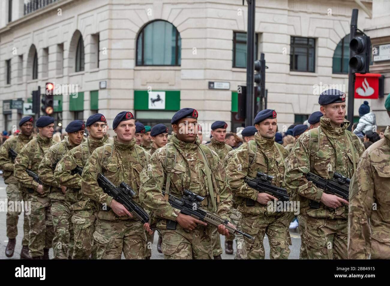 British Army soldiers marching at the Lord Mayor of London Parade Stock ...