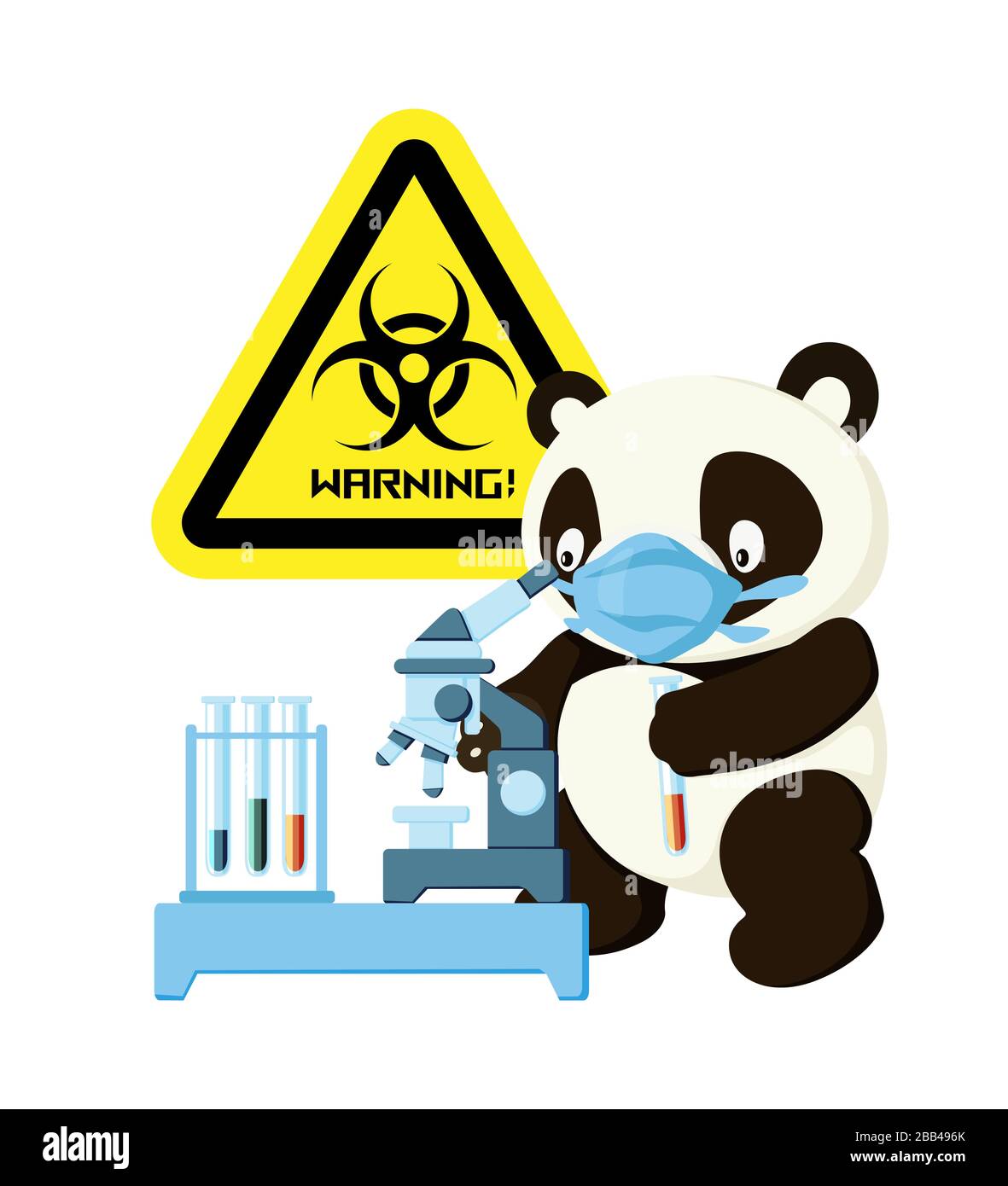 Cute Character Cartoon Panda wearing a mask for protection from ...