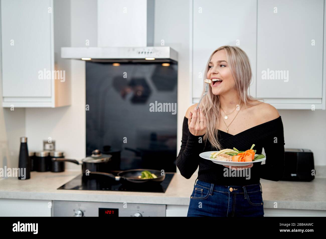 single female healthy eating Stock Photo - Alamy