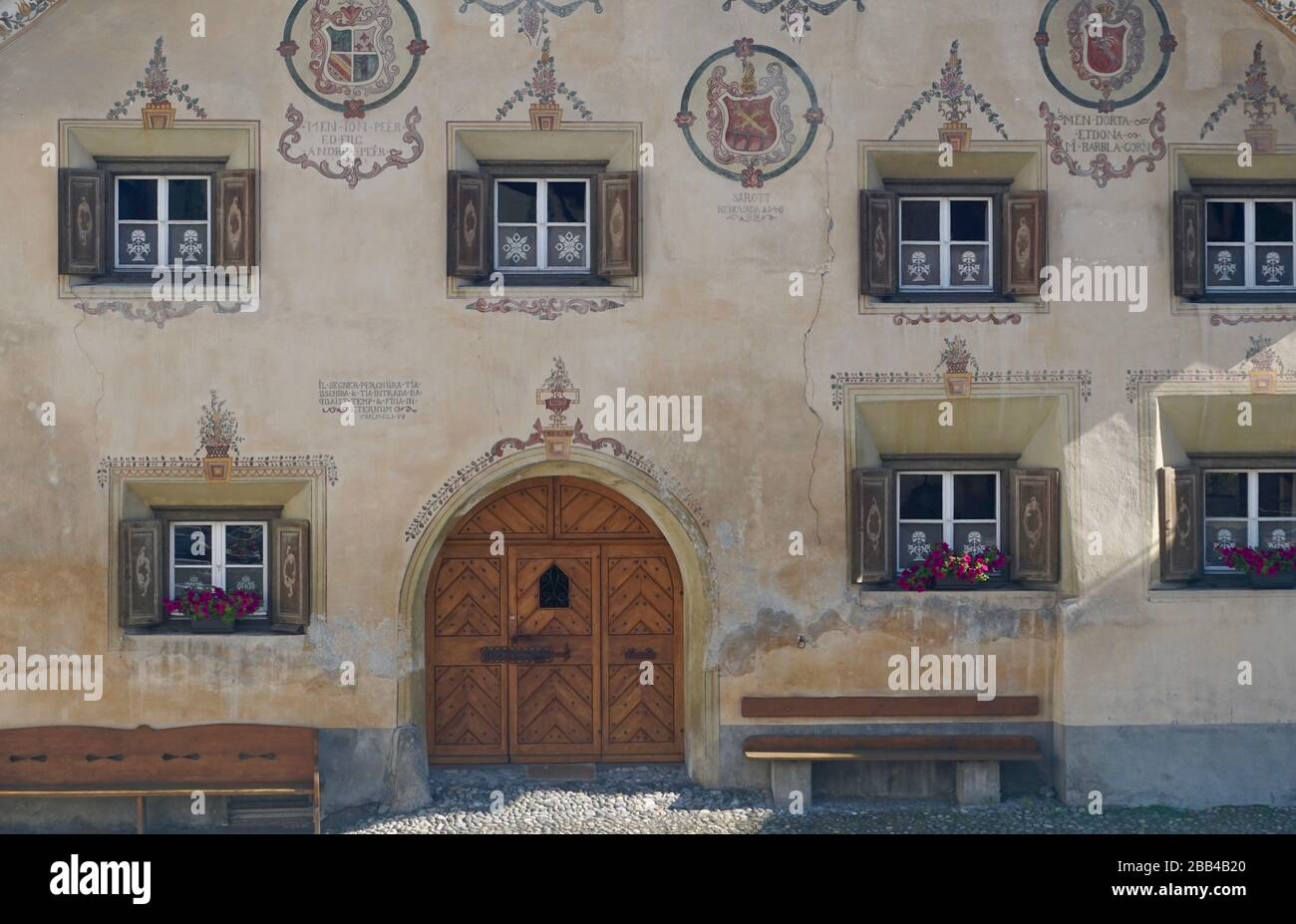 Traditional house in Scuol, Engadin Stock Photo - Alamy