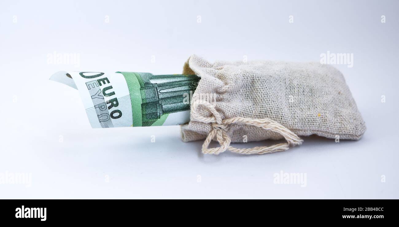 bag full of euro banknotes isolated on white background, EuroBag Stock ...