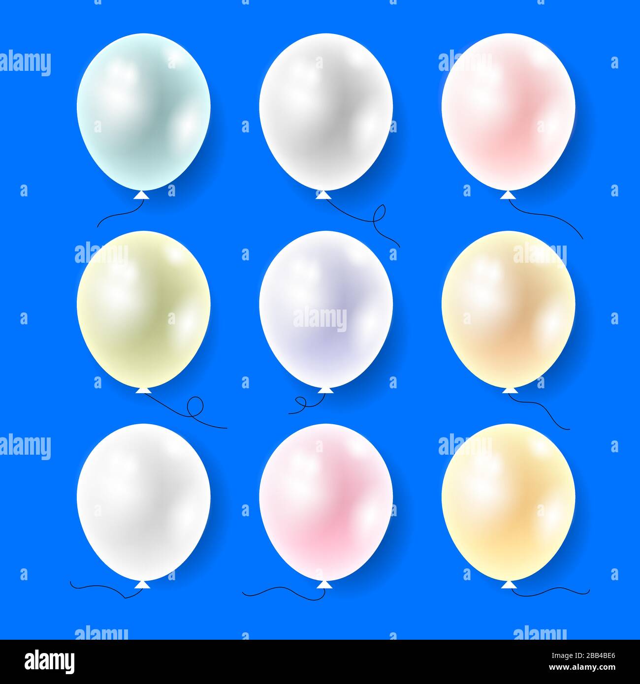 Set of Colored Flying Balloons. Bunch of Colorful Helium Rubber Air ...