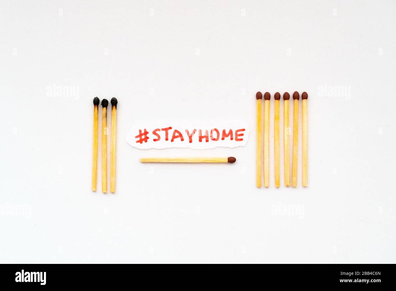 Stay at Home. Social distancing concept as #stayathome. Matchsticks ...