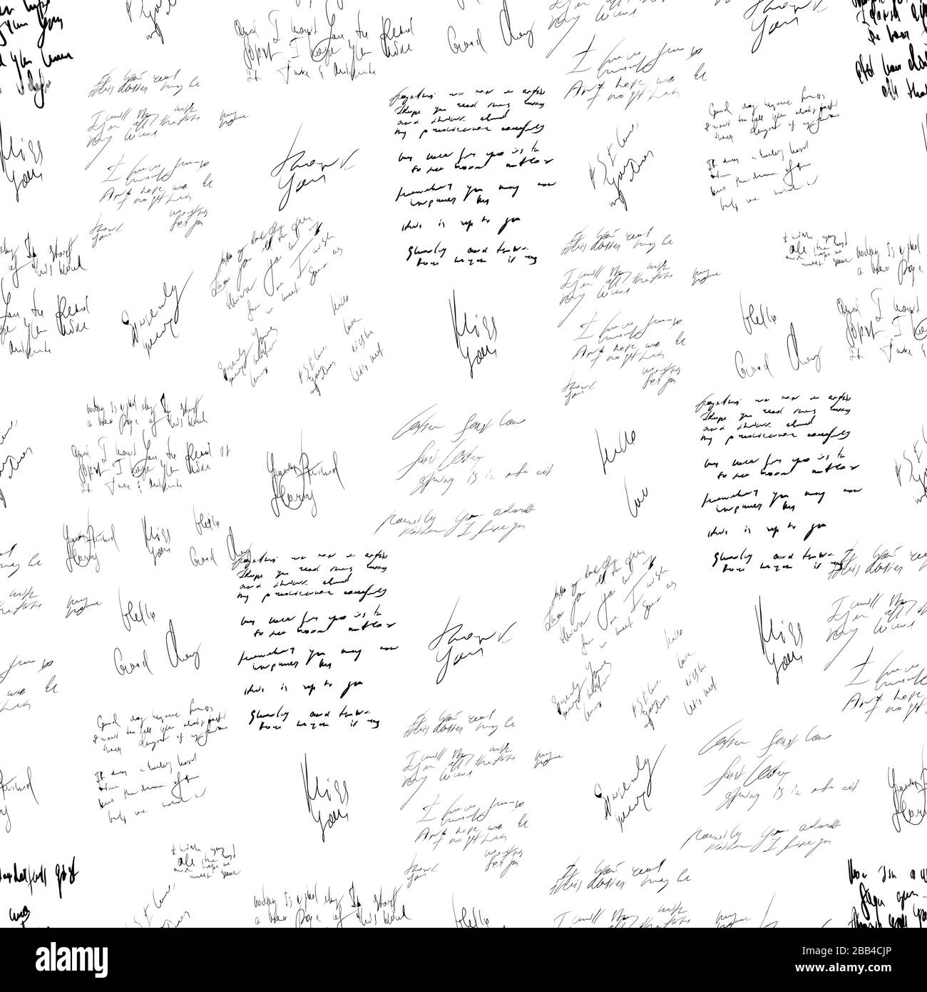 Seamless abstract text pattern. Handwritten font on a white background ...