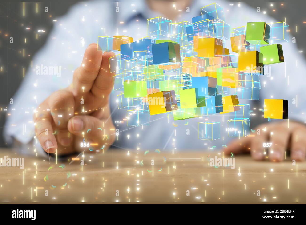 A Big data visualization. Network connection structure Stock Photo - Alamy