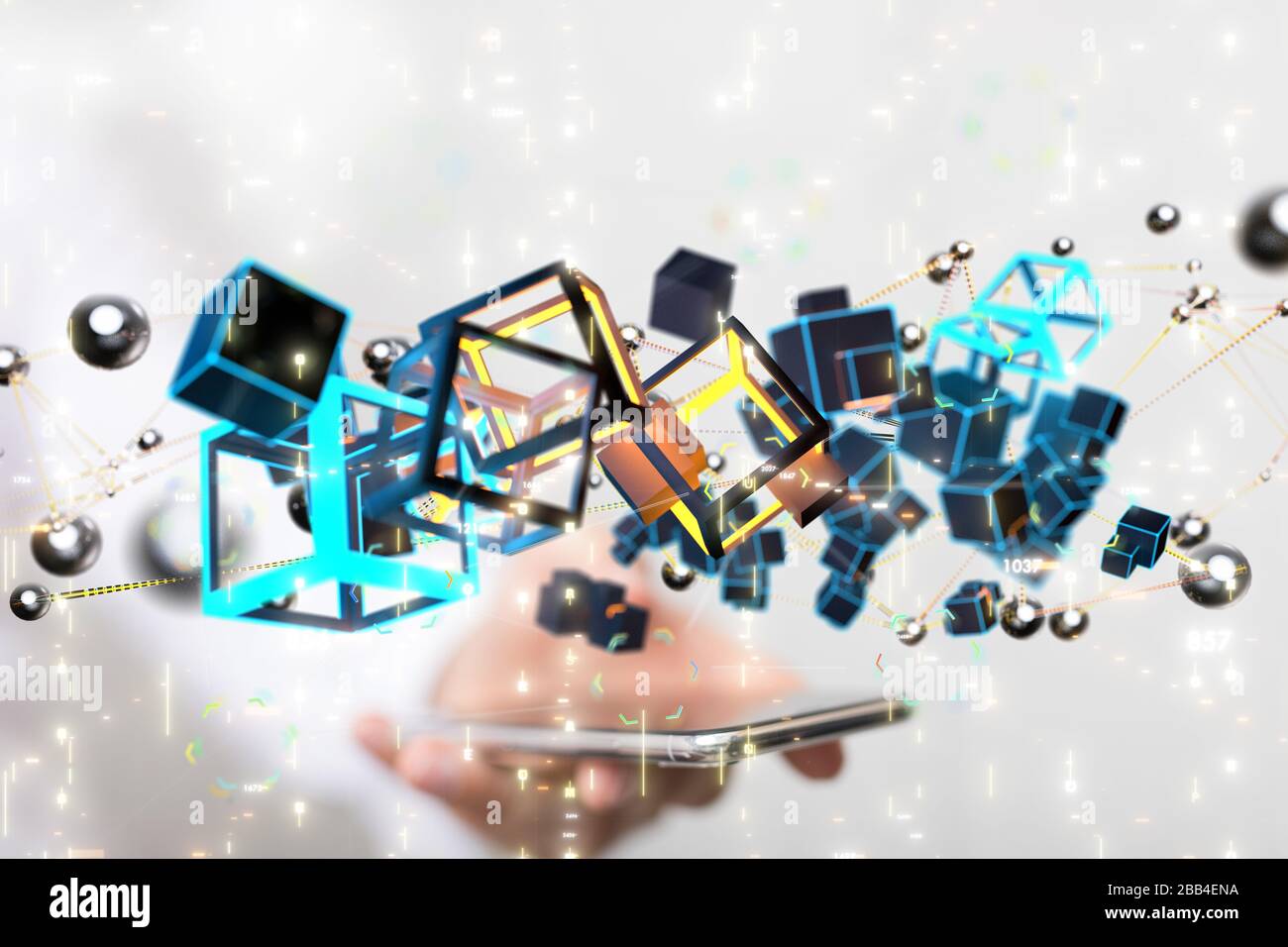 A Big data visualization. Network connection structure Stock Photo - Alamy